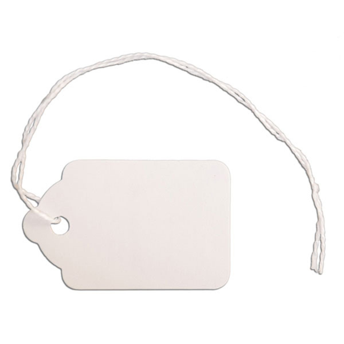 Merchandise Tag with String - 1-1/8" x 1-3/4" - White – Omaha Fixture