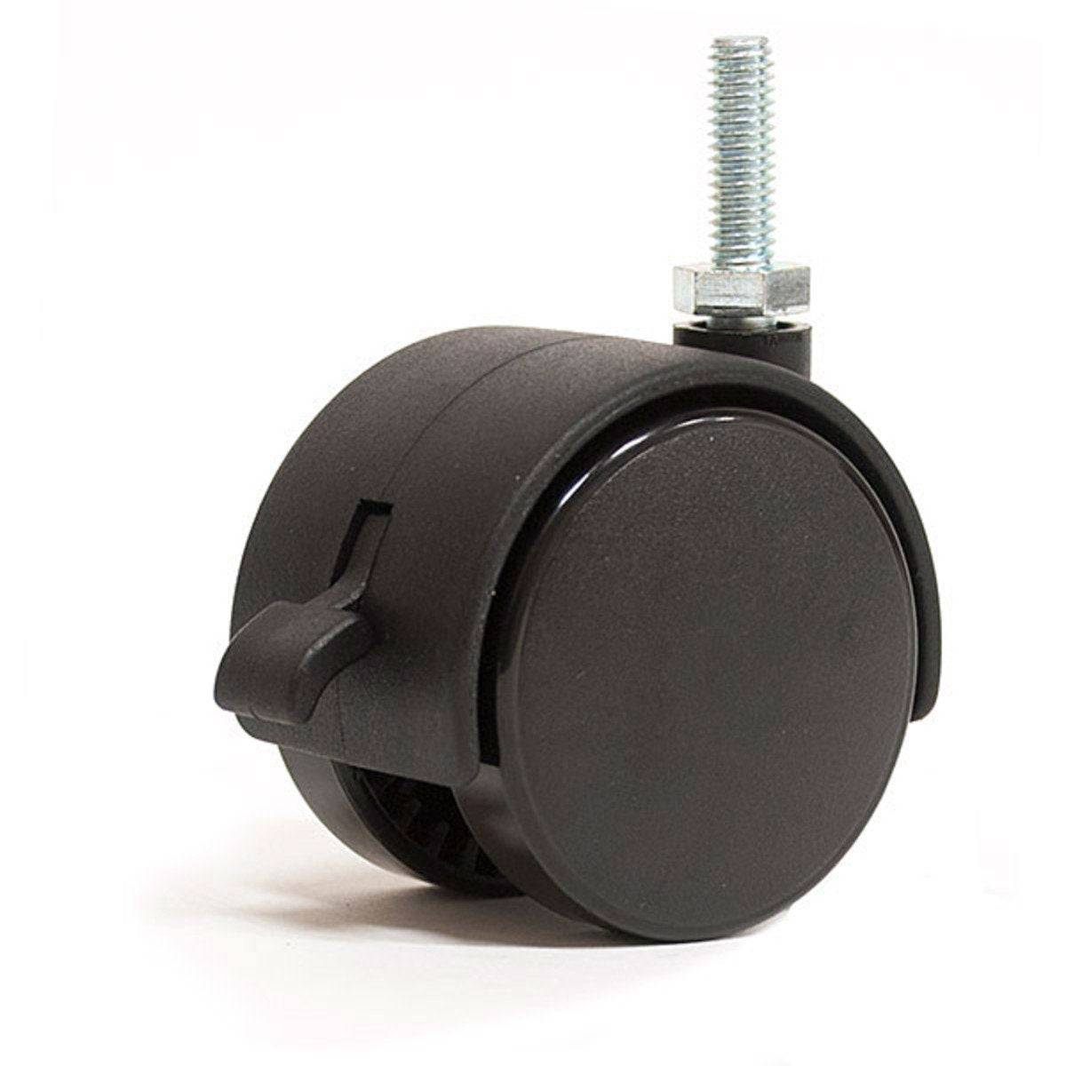 Twin Wheel Hooded Caster - 60mm-5/16" Thread - Black - Locking – Omaha ...