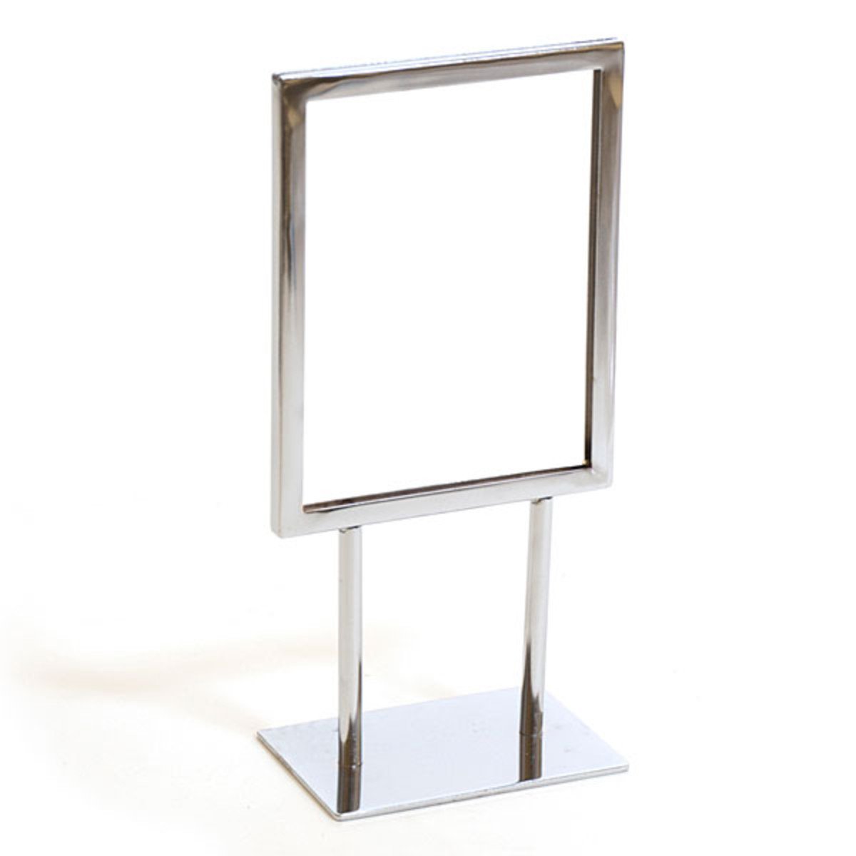 Twin Stem Countertop Sign Holder - Chrome Frame - Vertical - 5-1/2" x ...